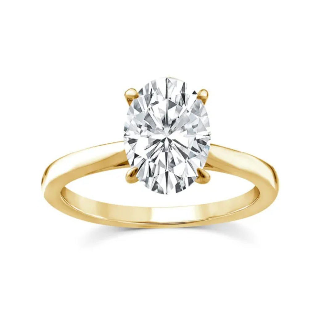 9ct Yellow Gold Lab Grown DIamond Solitaire Oval Ring | Precious Metals