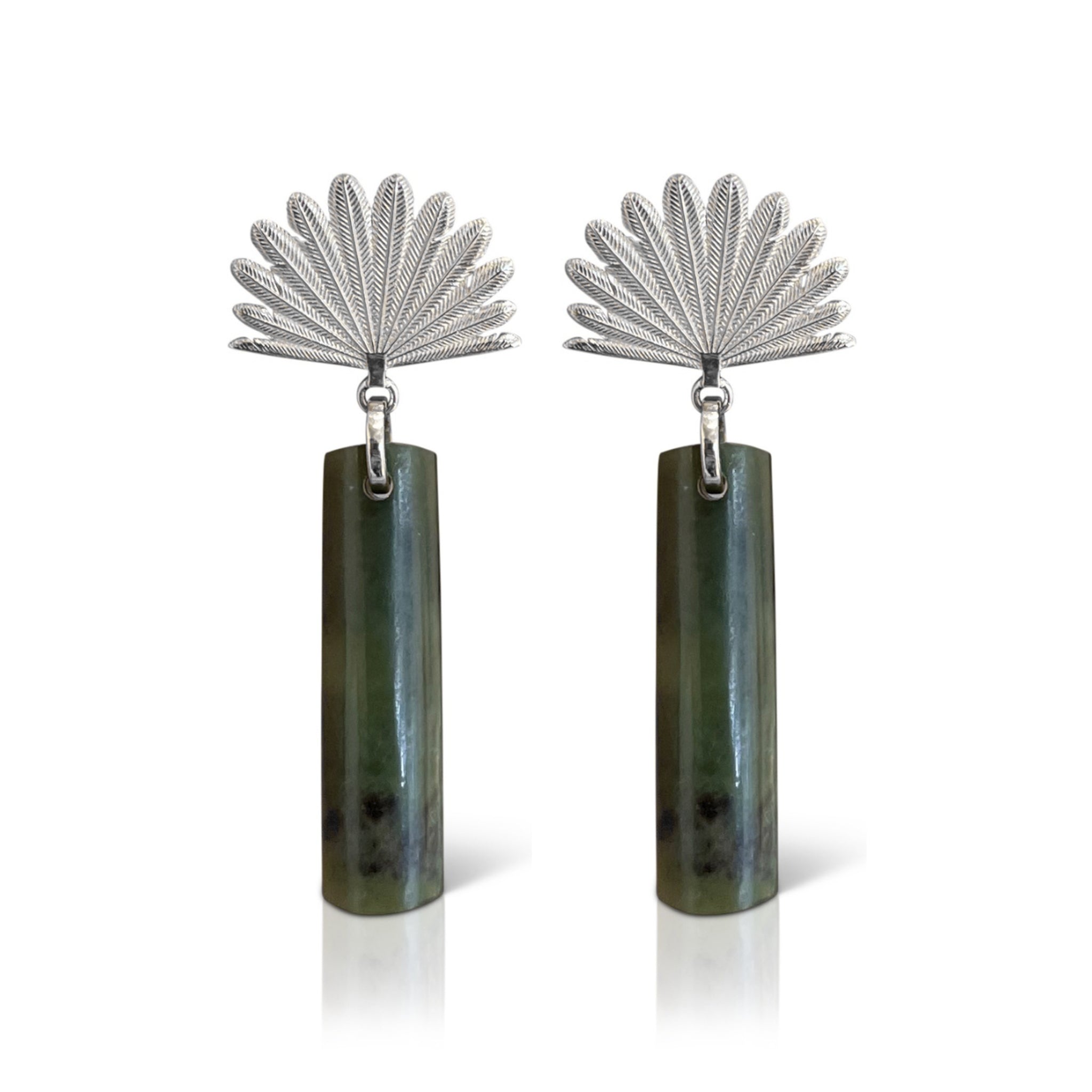 Boh Runga Boh Runga | Silver | Pounamu Piwakawaka Drop Earrings ...